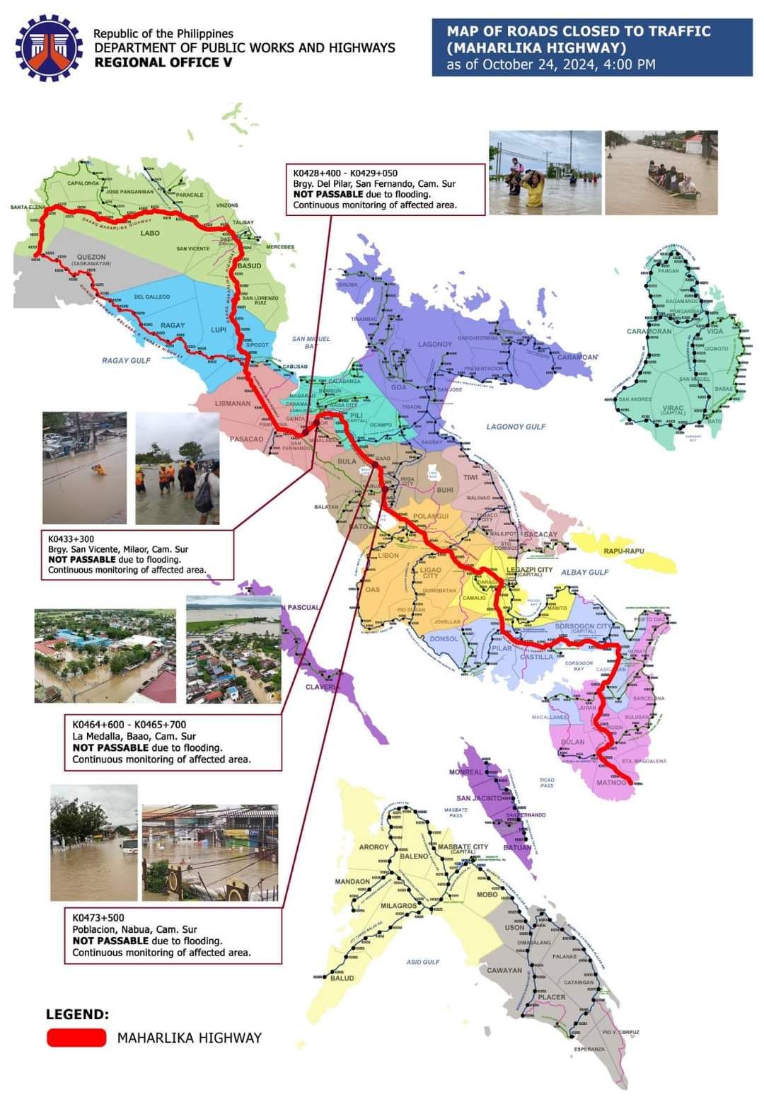 Segments of Bicol’s Maharlika Road closed to traffic – www.biklish.com